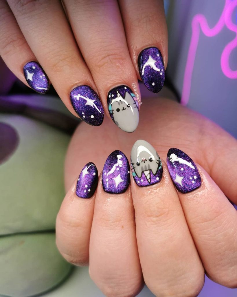 Wicked Halloween Mani: 30 Spooky Purple Poke Nail Designs – MorningKo