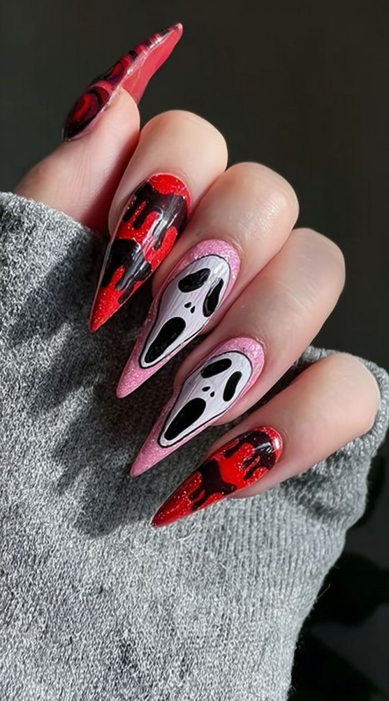 27 Sinister “Scream” Ghostface Nail Ideas – MorningKo
