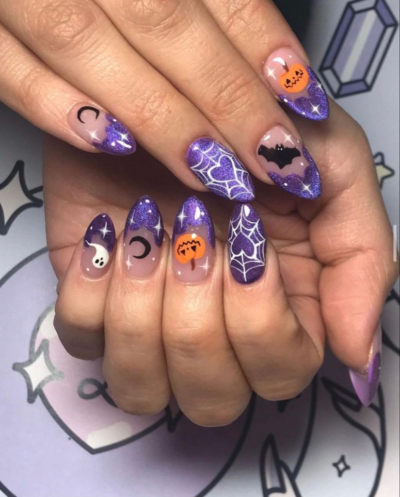 Wicked Halloween Mani: 30 Spooky Purple Poke Nail Designs – MorningKo