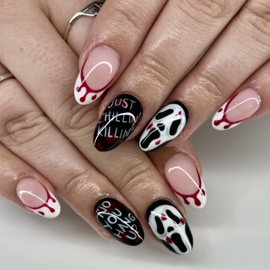 27 Sinister “Scream” Ghostface Nail Ideas – MorningKo