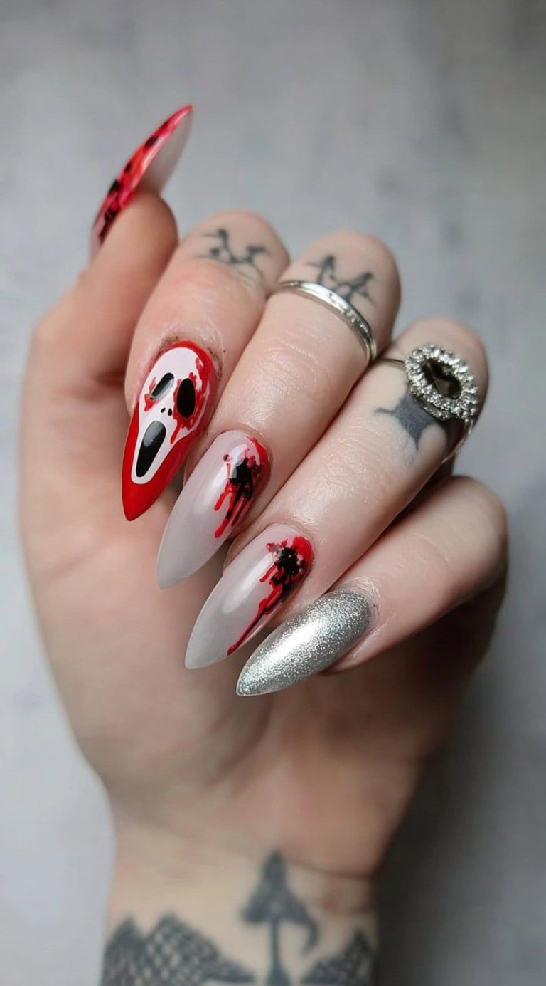 27 Sinister “Scream” Ghostface Nail Ideas – MorningKo